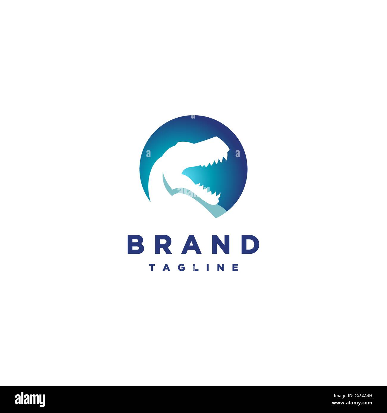 Tyrannosaurus Rex Head Silhouette inside Blue Circle Logo Design ...