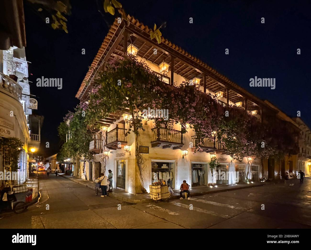 Traditional building with balconies in the historic walled city of ...