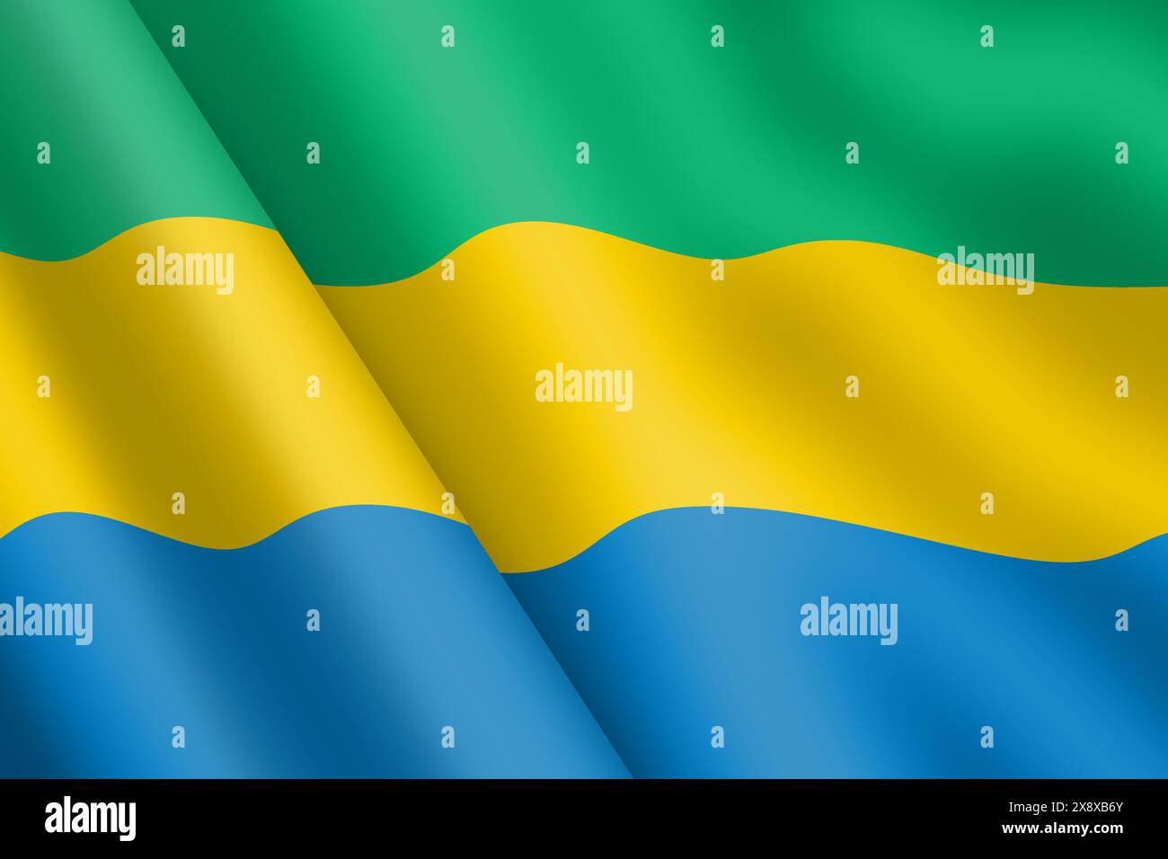 Gabon waving flag illustration wind ripple Stock Photo - Alamy