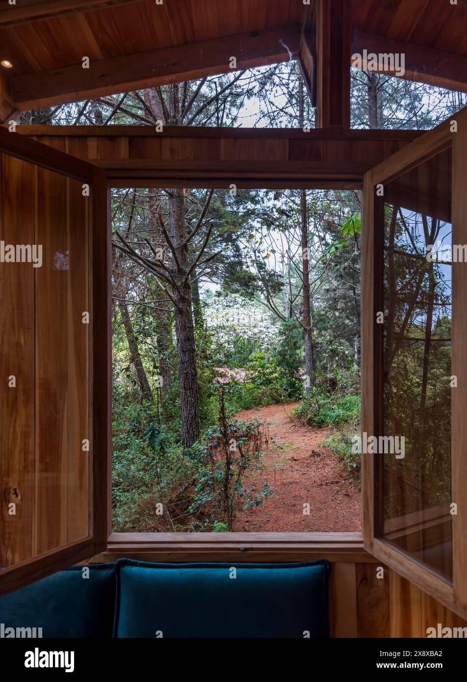 A custom built wooden tree house in Santa Elena, a town located at 8000 ...