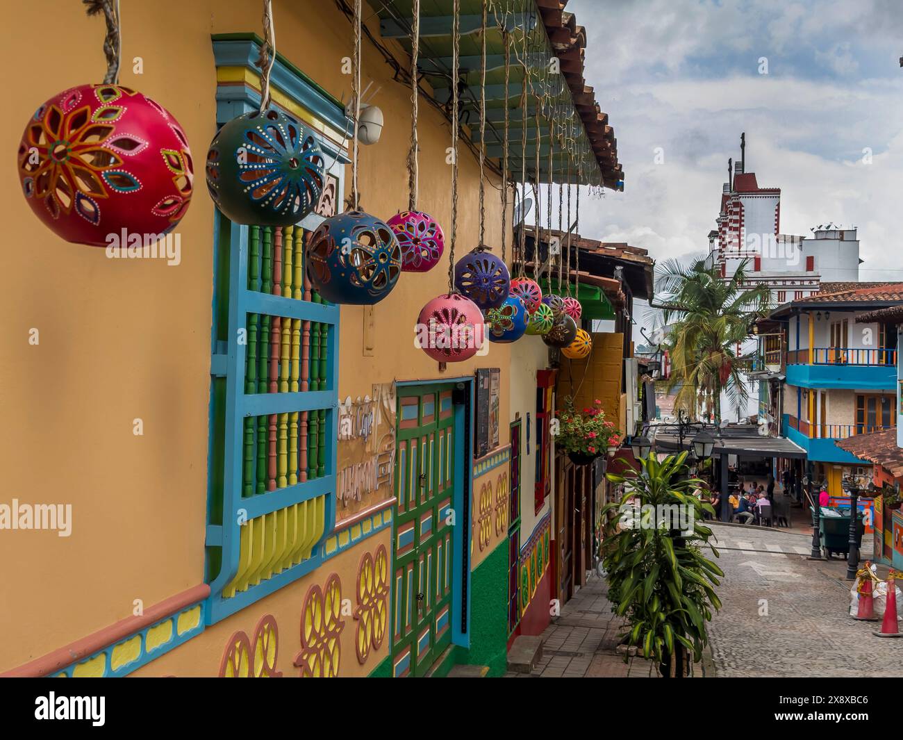 The town of Guatape is a small village with painted colorfully and ...