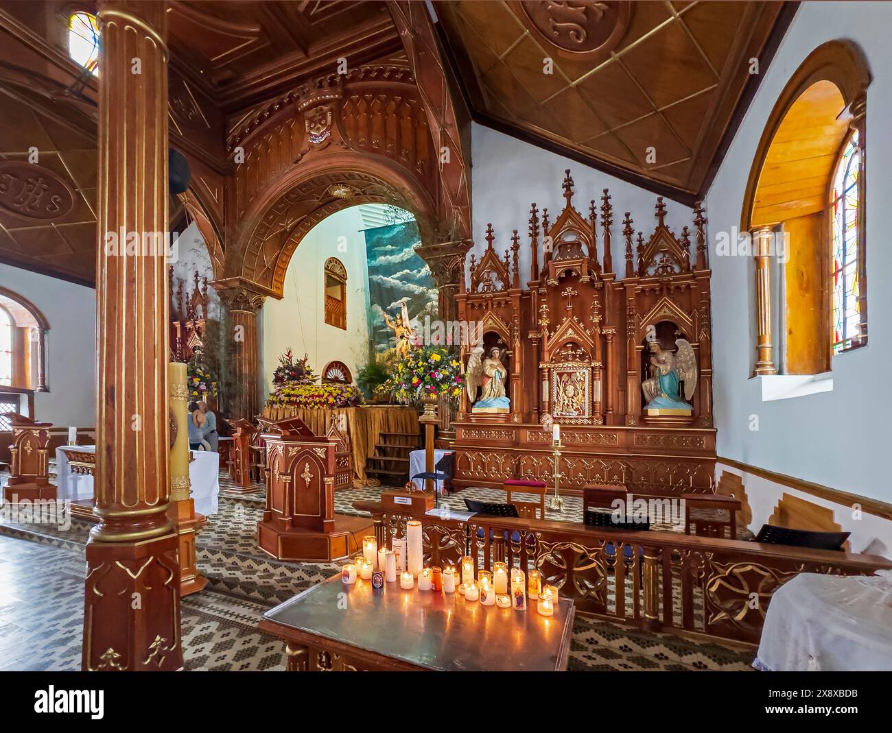 Interior of the Catholic church Nuestra Senora de Carmen in the quaint ...