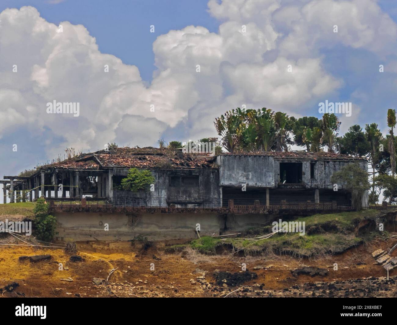 Burned out Pablo Escobar cartel house on the shores of El Penol also ...