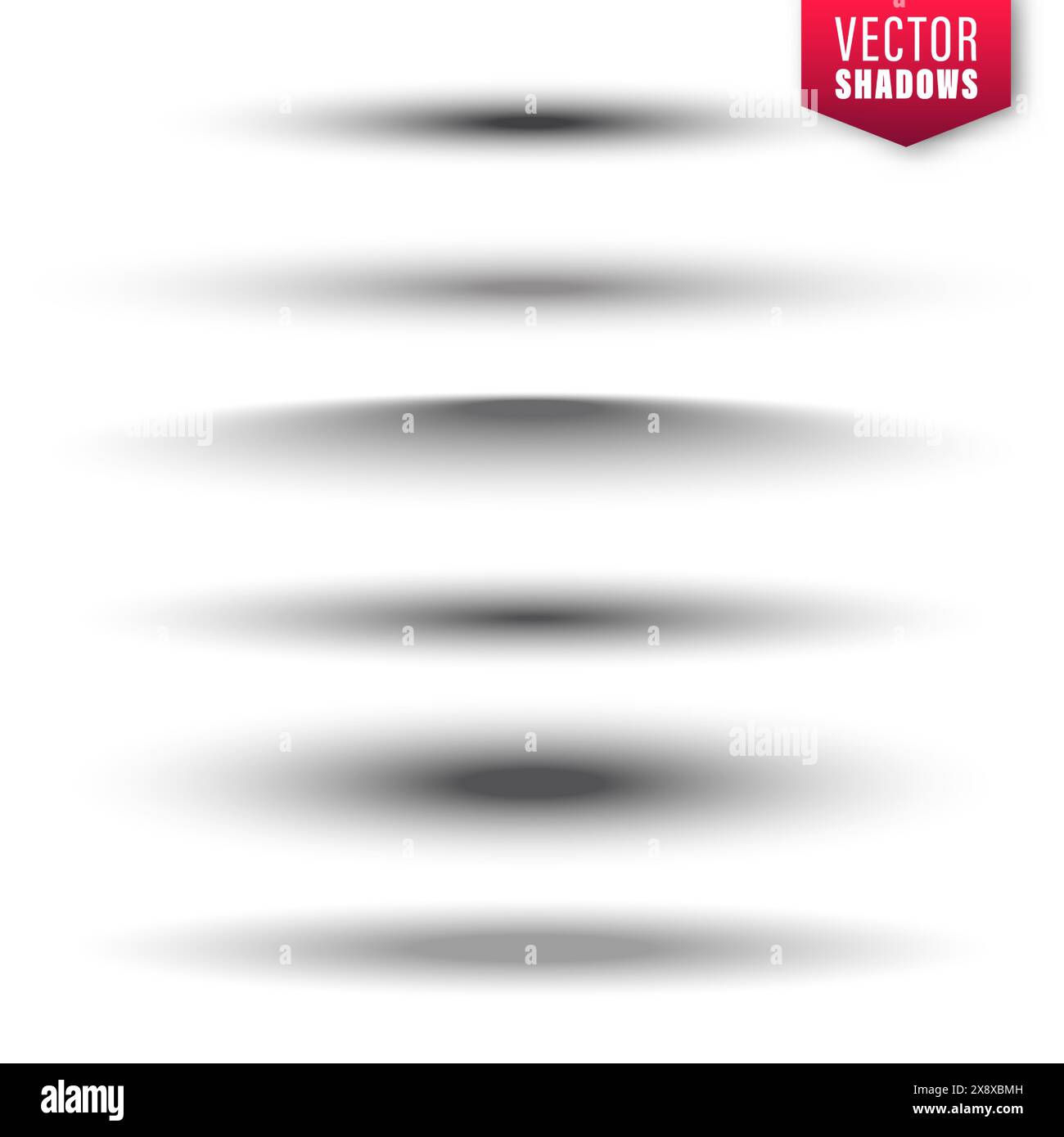 Realistic shadow effect. Round shadows collection isolated on white ...