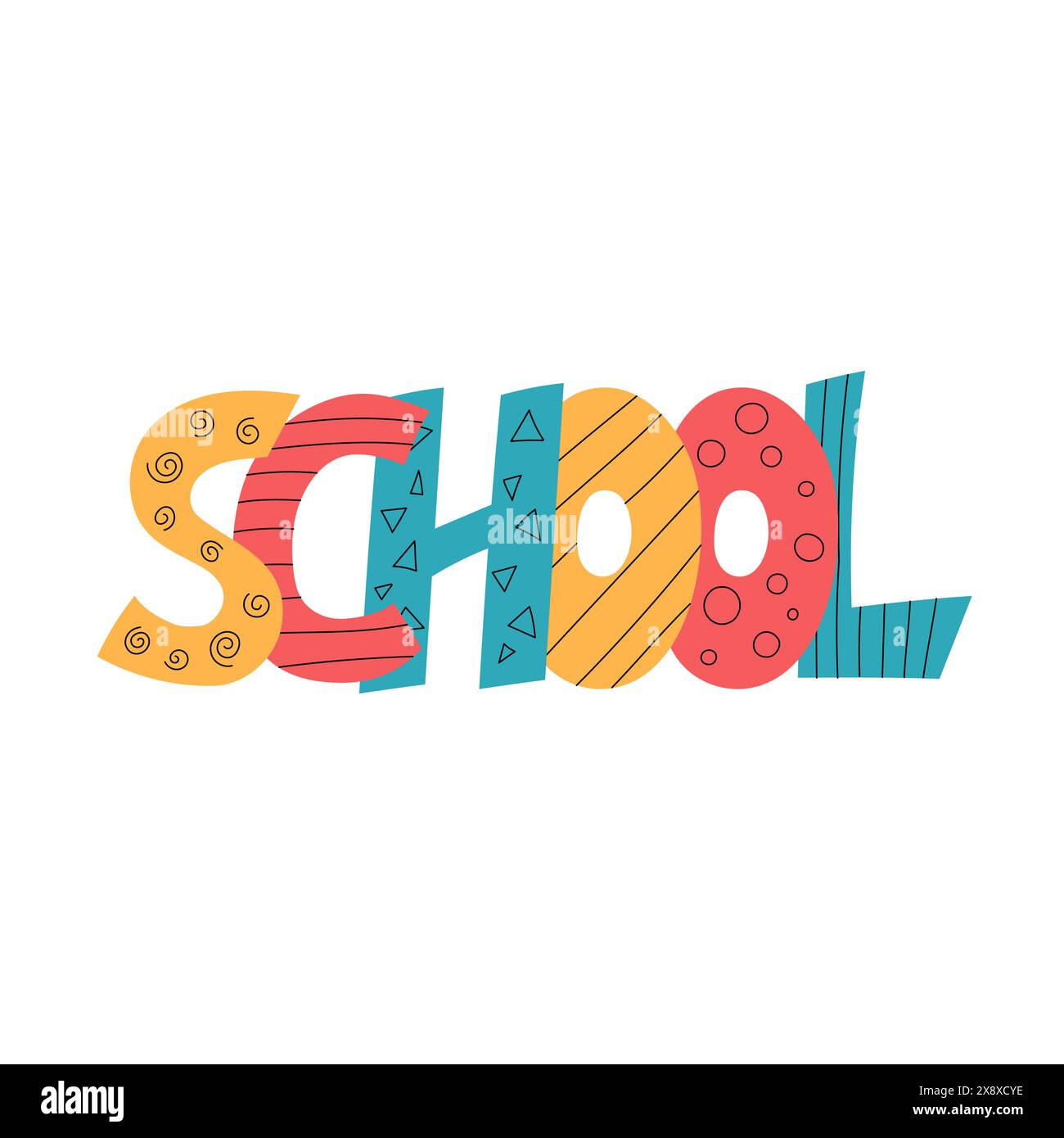 School word lettering. Creative vector illustration of hand written ...