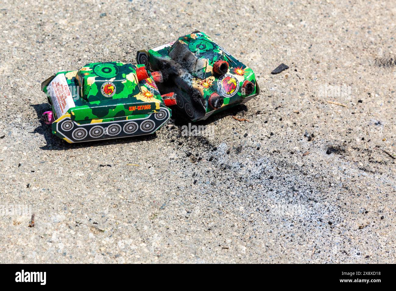 The remains of two used Tank Fireworks Stock Photo - Alamy