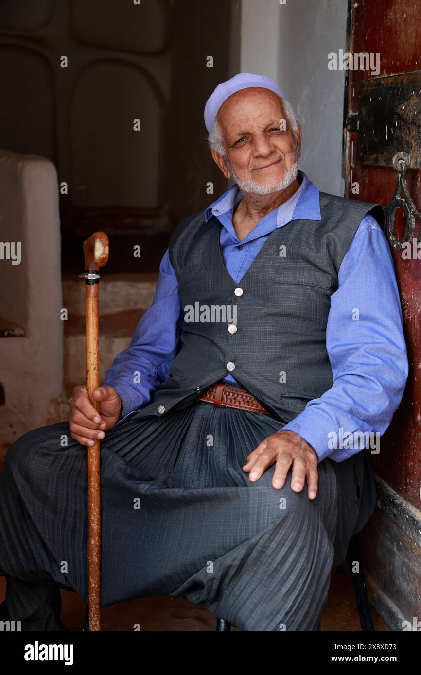 An old Mozabite man working as a tour guide in the Ksar El Atteuf the ...