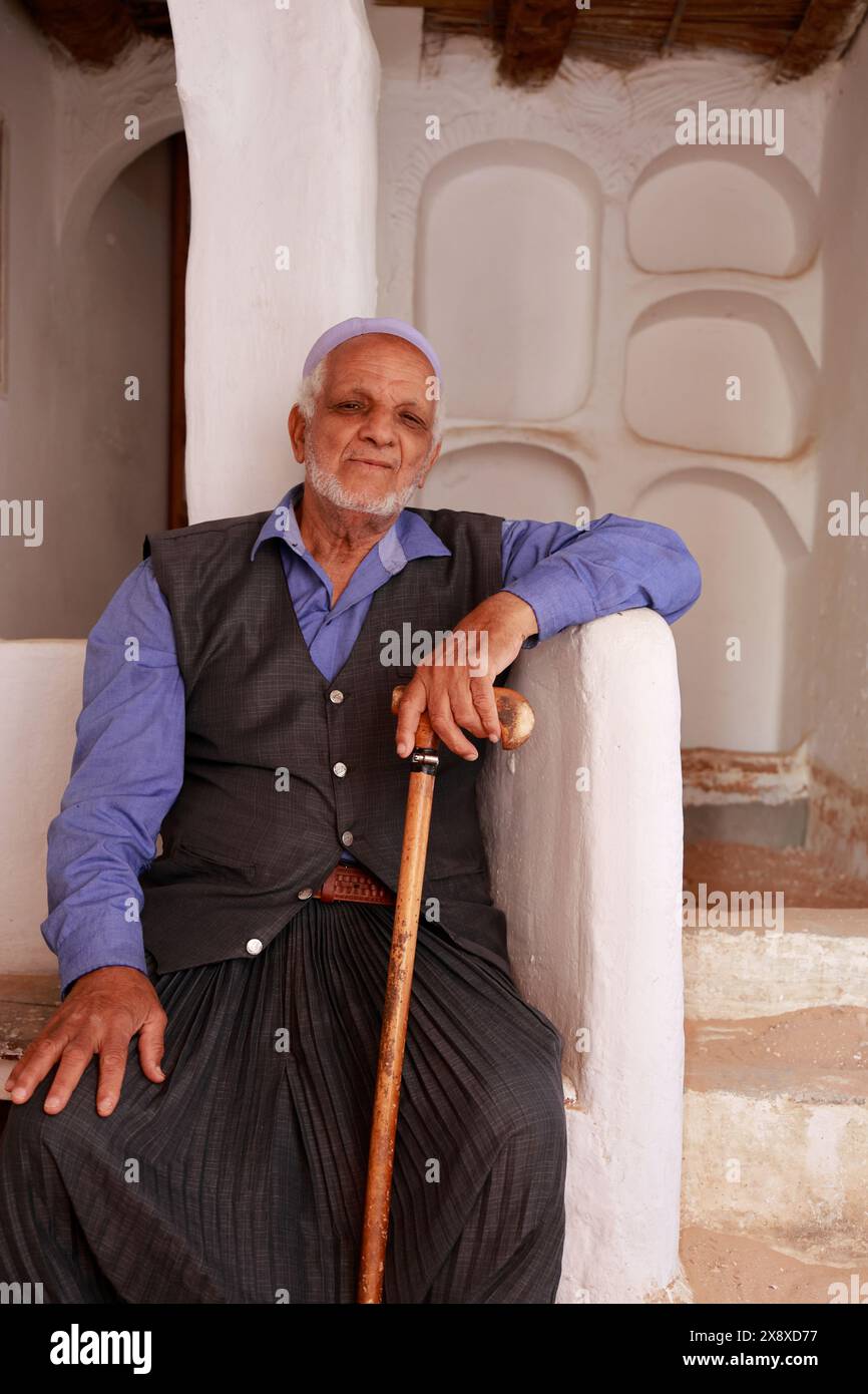 An old Mozabite man working as a tour guide in the Ksar El Atteuf the ...