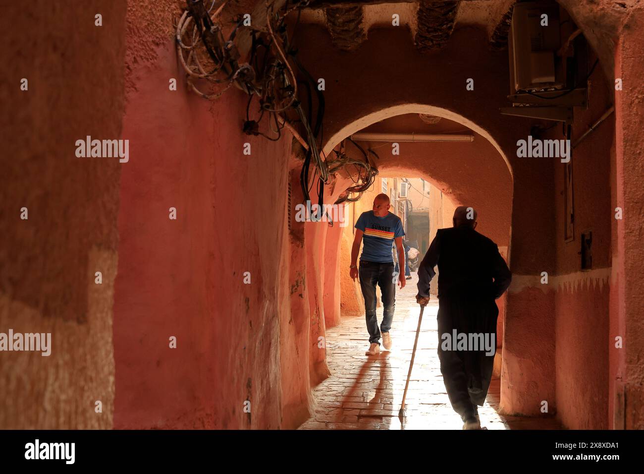 Covered pathway with houses build on top inside of Ksar El Atteuf, one ...