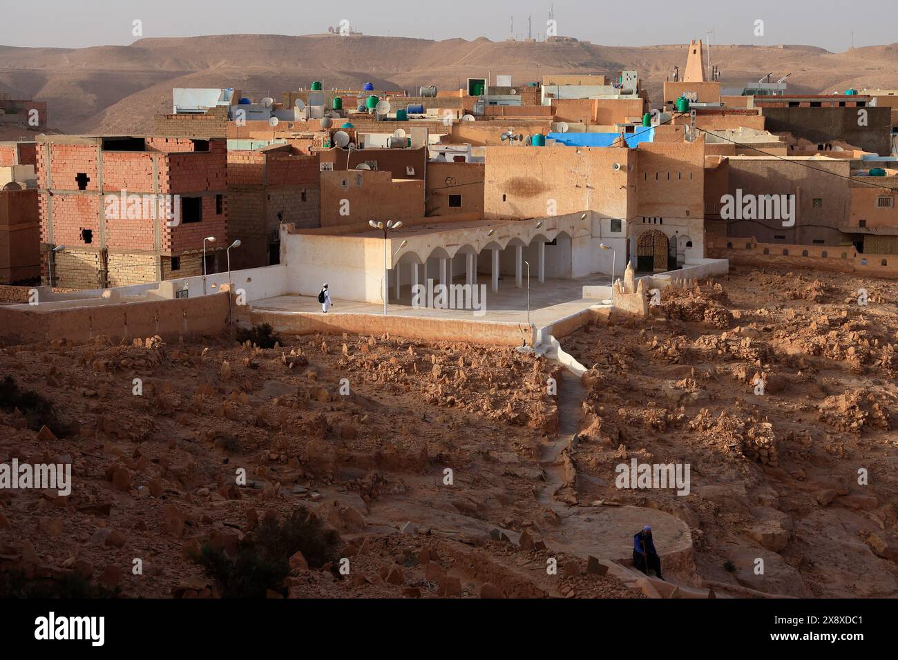 Historic Ksar El Atteuf with it's cemetery in foreground.El Atteuf is ...