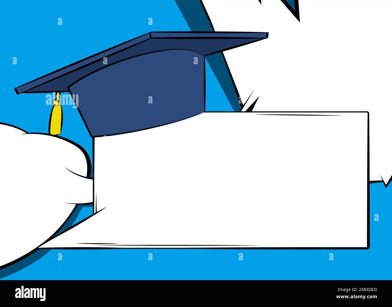 Cartoon Graduation Cap with blank speech bubble, comic book Education ...