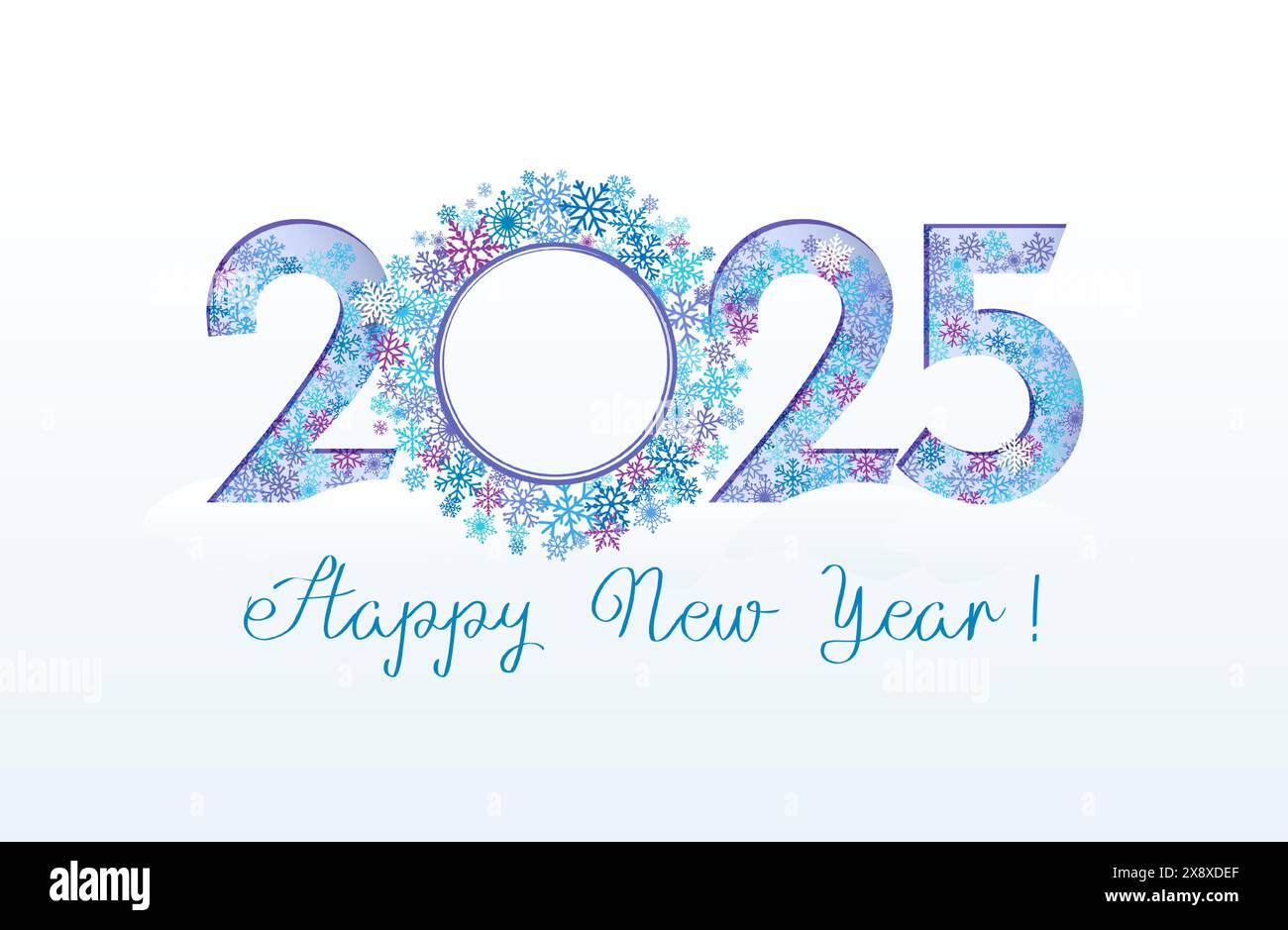 Snowy winter season 2025 Happy New Year concept. Numbers 2025 with ...