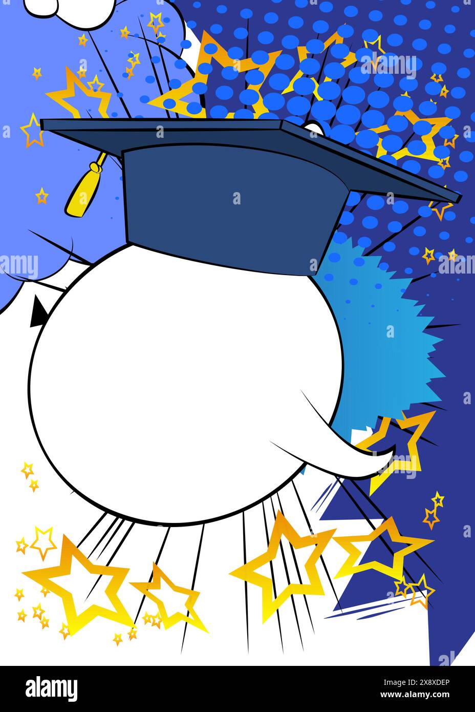 Cartoon Graduation Cap with blank speech bubble, comic book Education ...