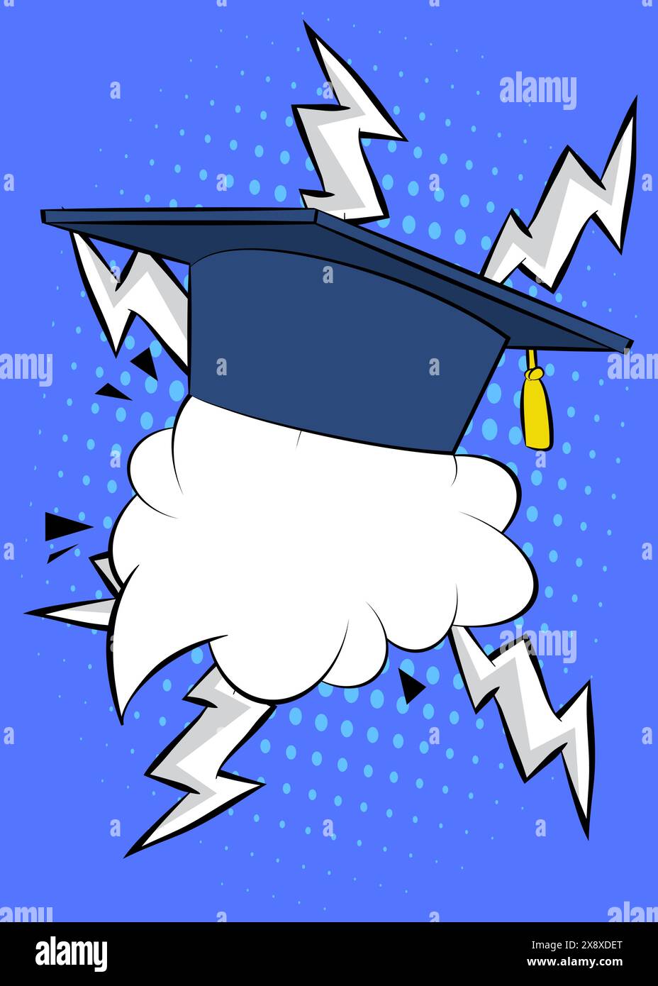 Cartoon Graduation Cap with blank speech bubble, comic book Education ...