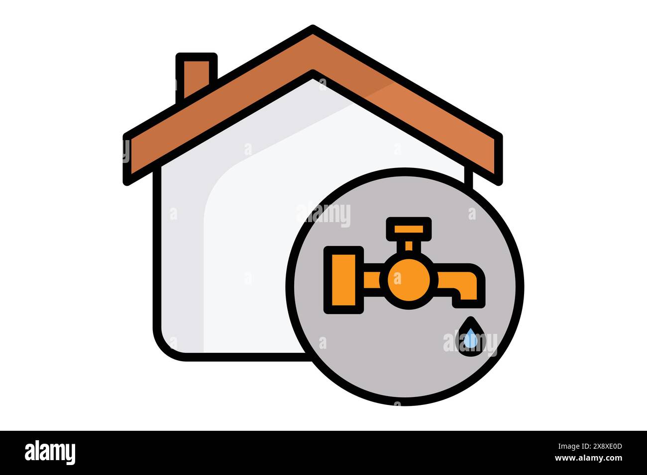 Water supply icon. house with water tap. icon related to utilities ...