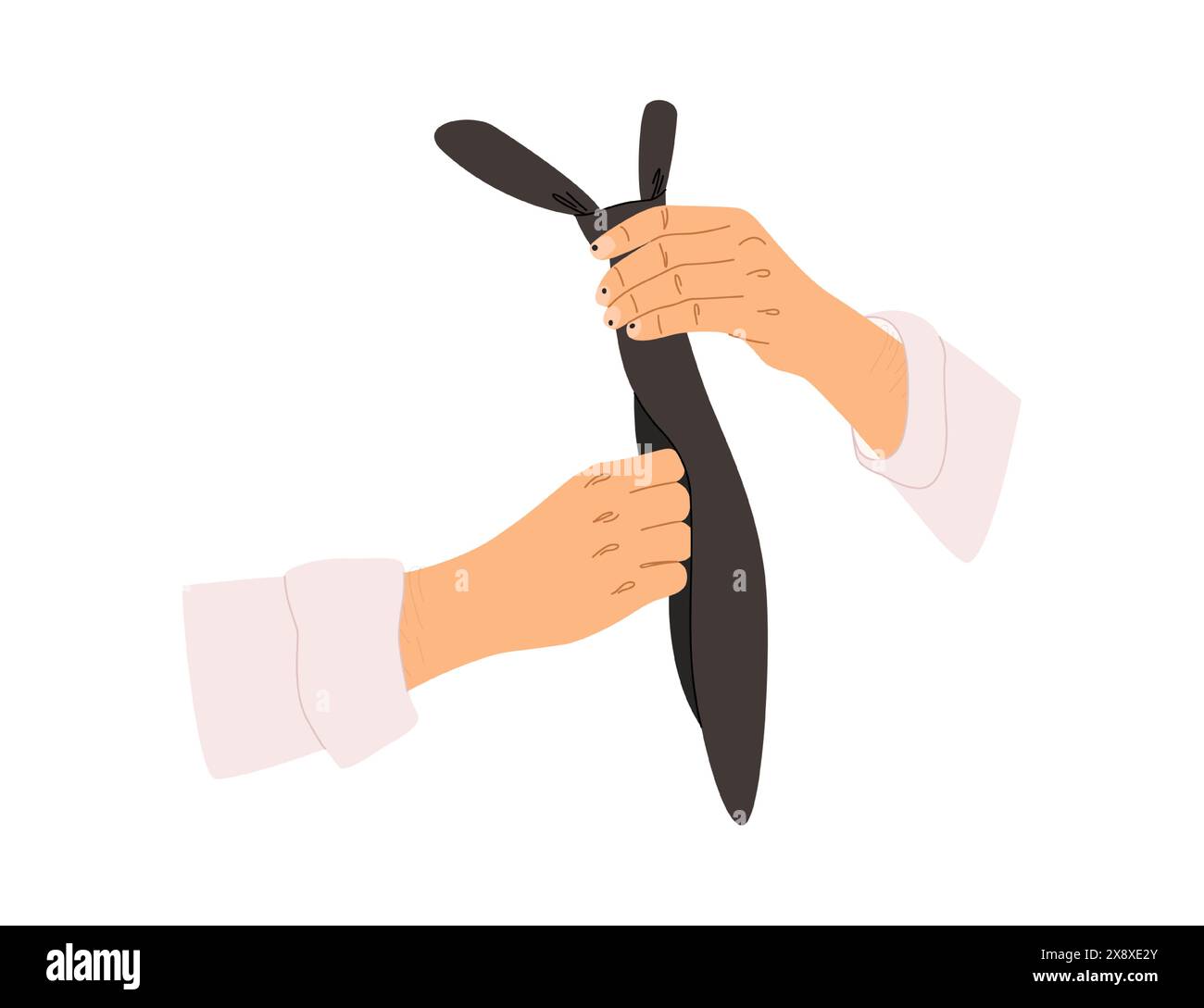 Hands of man with painted nails. Vector illustration. Male manicure ...