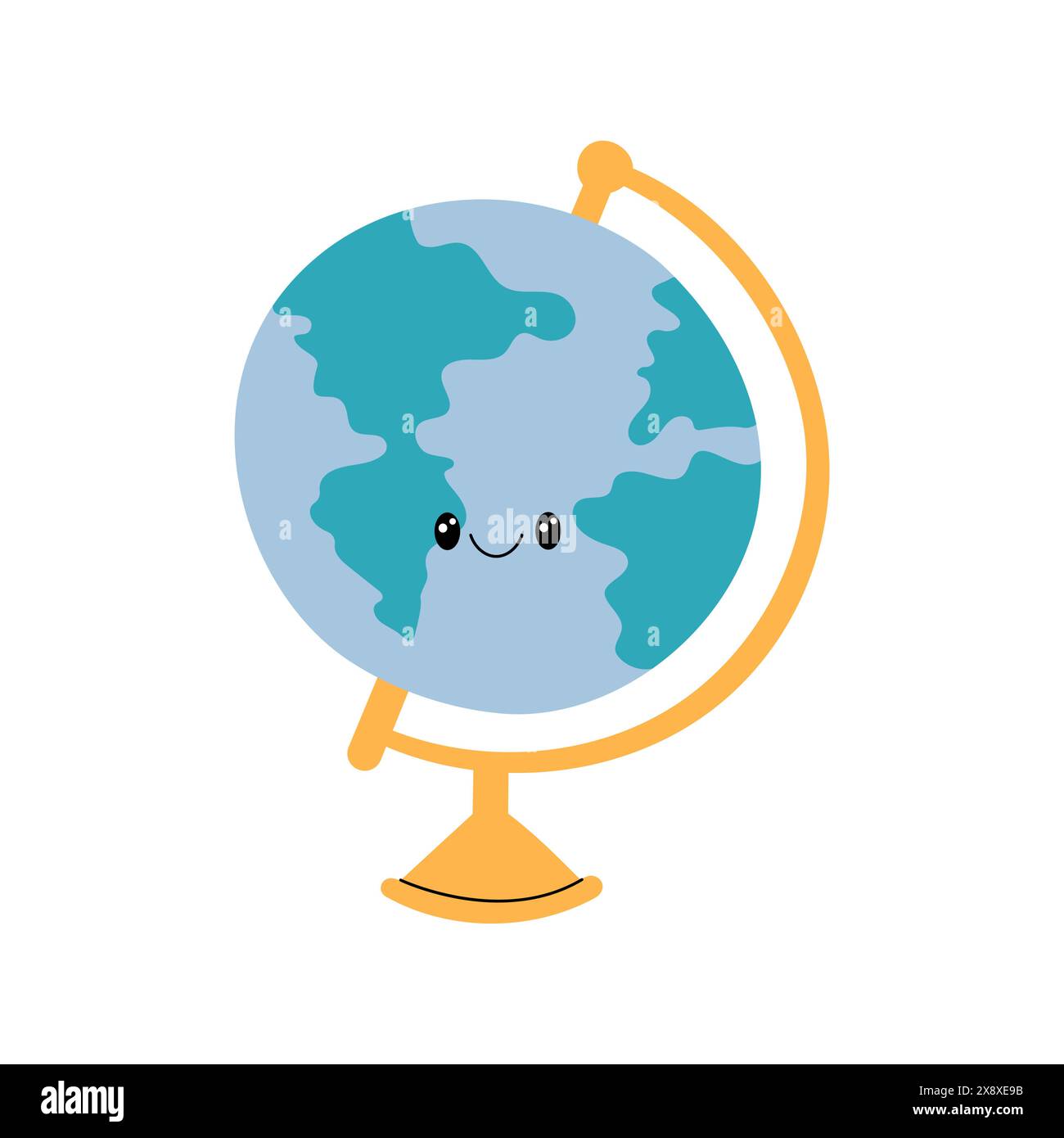 Cute globe character vector illustration. Educational geographical ...