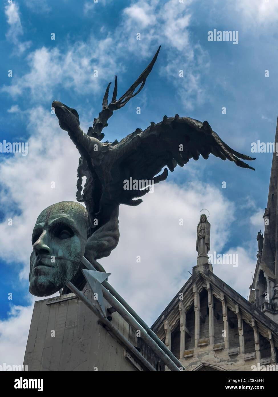 A dragon statue outside the Catholic Cathedral Metropolitan Basilica of ...