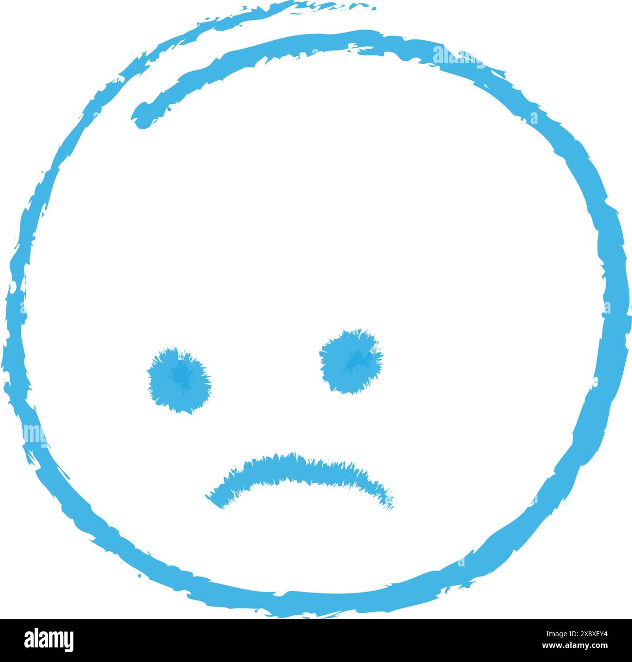 Blue Monday Hand drawn sad smiley face icon in trendy blue Greetings or ...