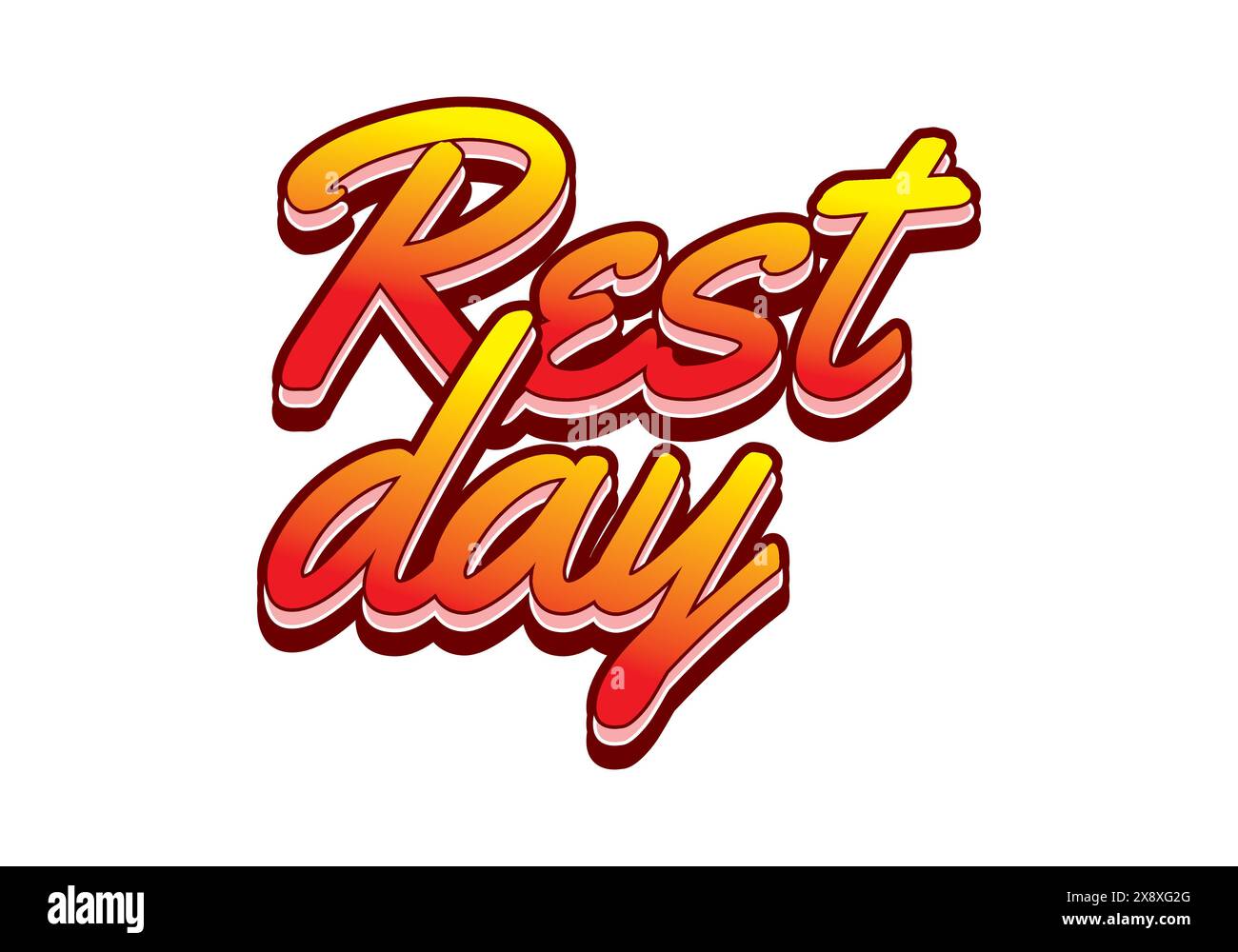 Rest day. Text effect design in 3D style with good colors Stock Vector ...