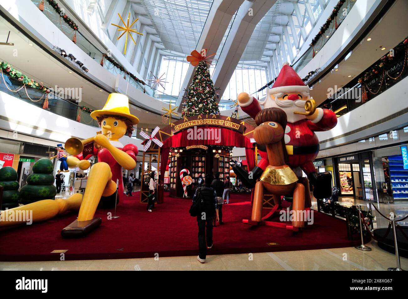 Christmas puppet town display at the IFC mall in Hong Kong Stock Photo ...