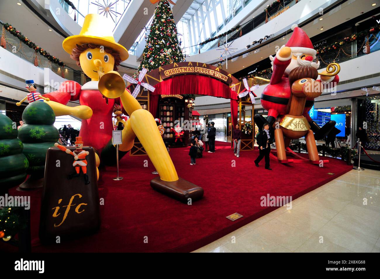 Christmas puppet town display at the IFC mall in Hong Kong Stock Photo ...