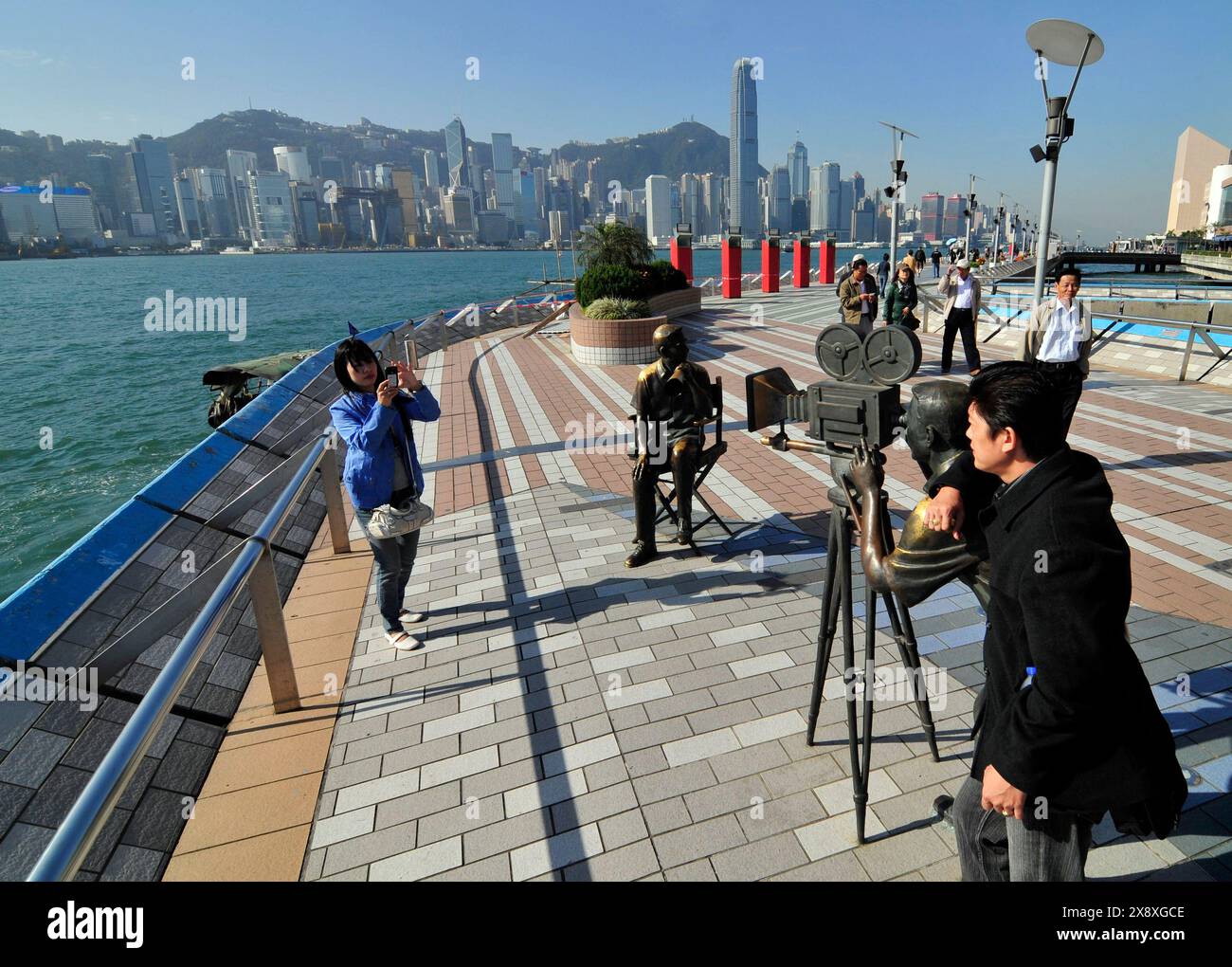 The Avenue of stars on the Victoria harbour promenade in Tsim Sha Tsui ...