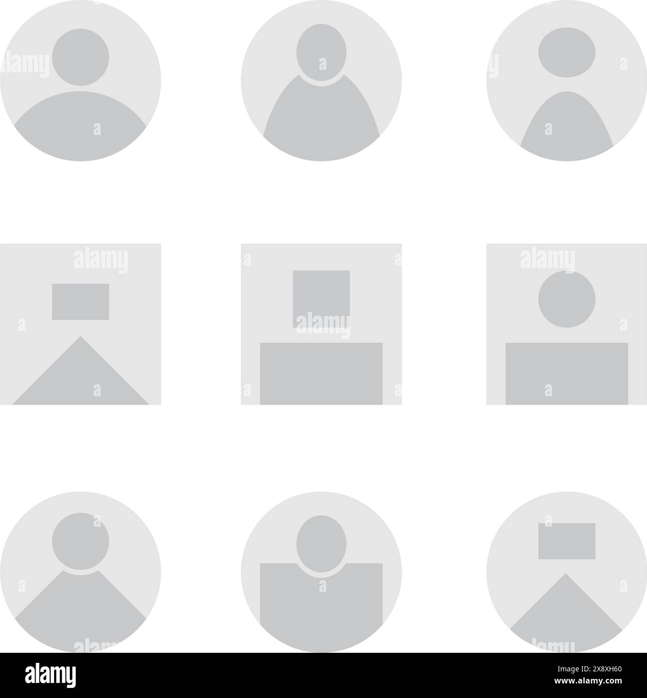 Avatar and person portrait symbol. Nine users profile icon. Default ...