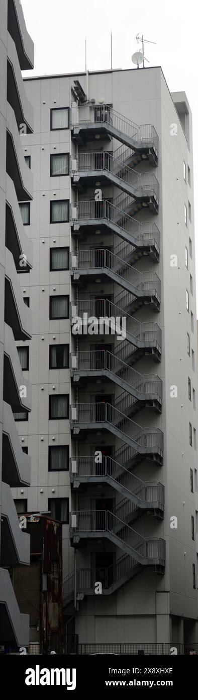 External staircase in a residential building in Kanda, Tokyo, Japan ...