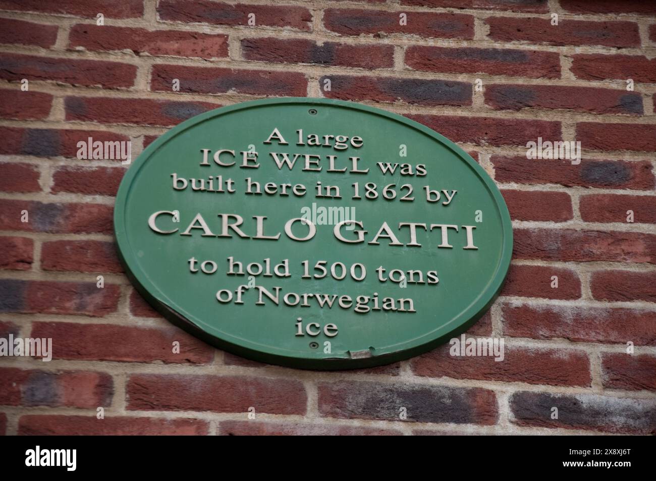 Plaque commemorating the Ice Well built here by Carlo Gatti, Caledonian ...
