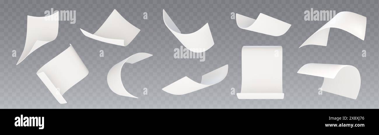 Flying paper sheet in different angles of view. Realistic 3d vector ...