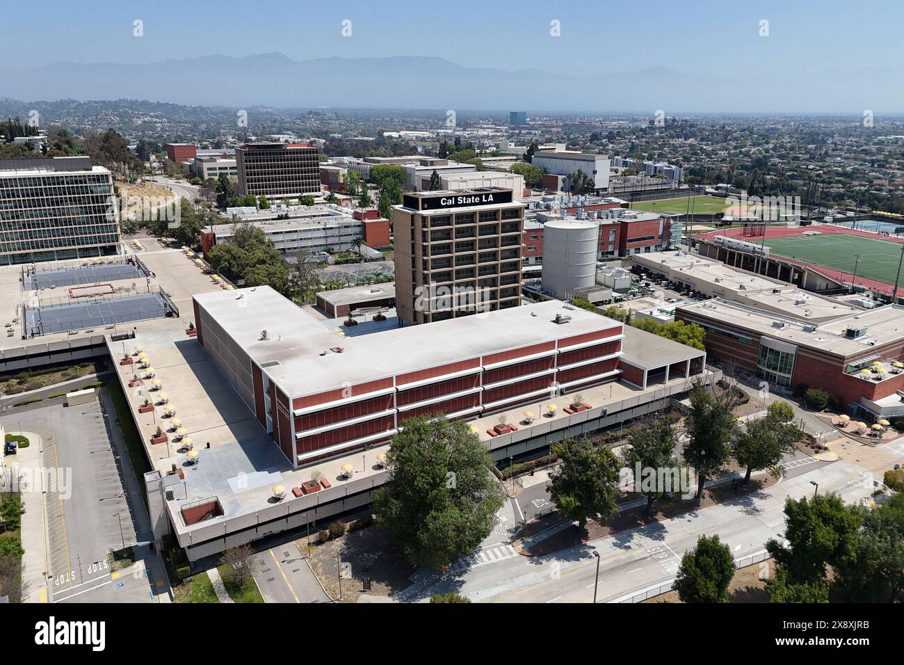 A general overall aerial view of Simpson Tower and Salazar Hall on the ...