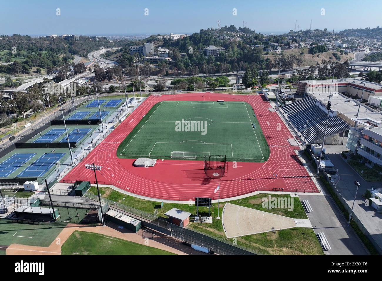 A general overall aerial view of Jesse Owens track at University ...