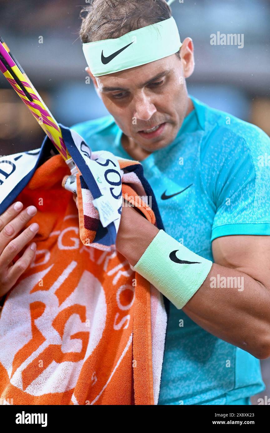 Paris, France. 27th May, 2024. Rafael Nadal of Spain during the Men's Singles first round match ...