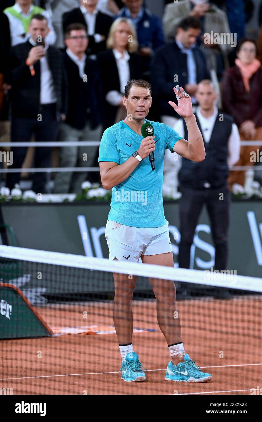 Paris, France. 27th May, 2024. Rafael Nadal of Spain during the Men's ...