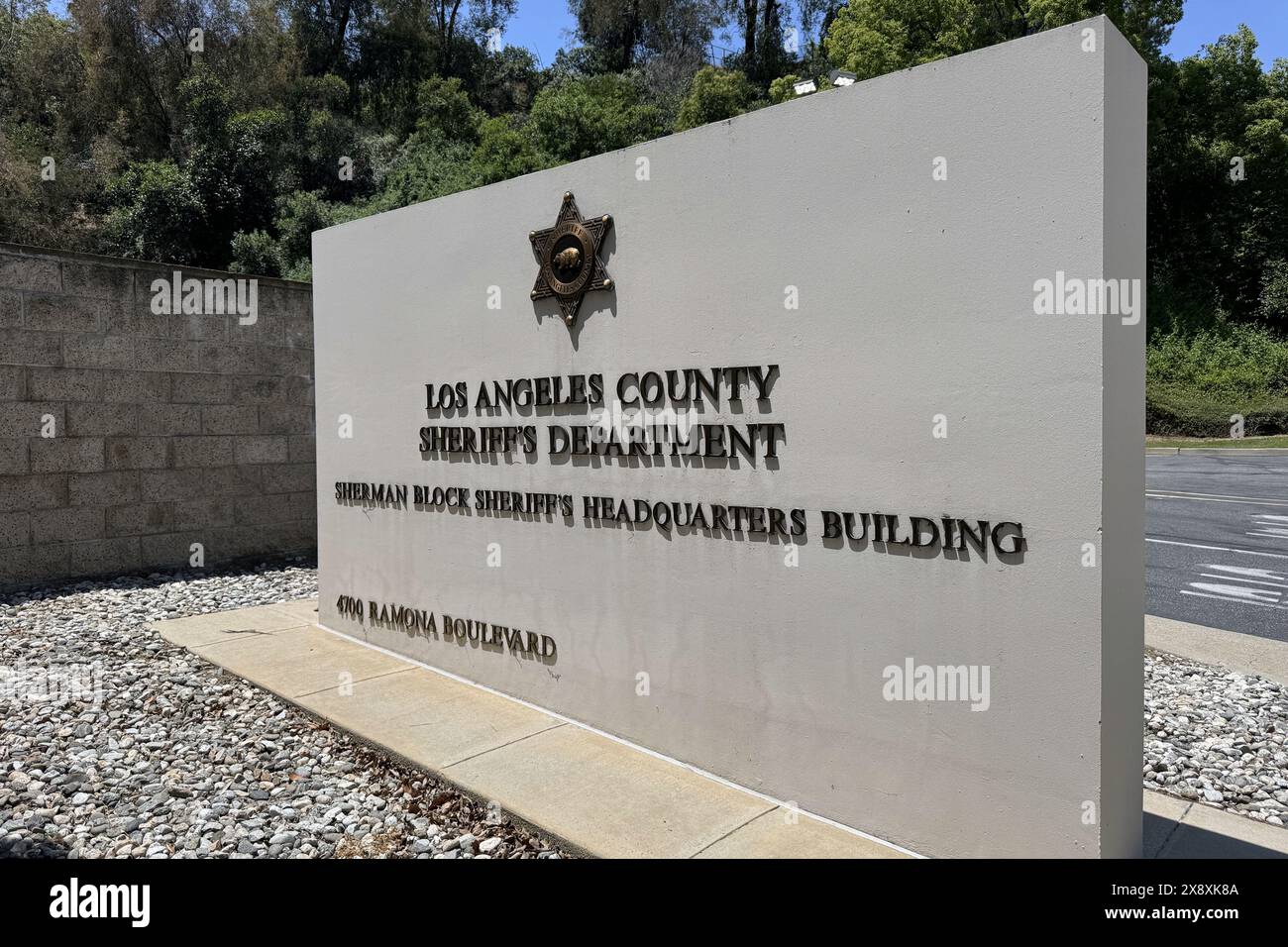 A sign at the entrance to the Sherman Block Los Angeles County Sheriff ...