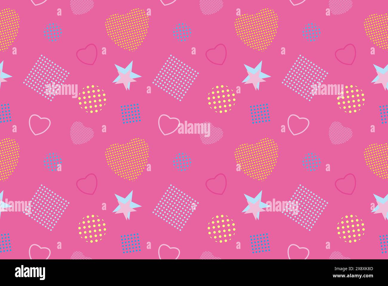 Colorful Memphis style seamless pattern with geometric shapes and ...