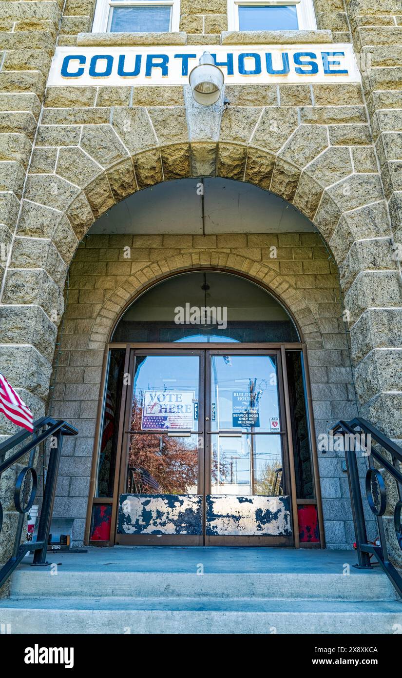 The entrance to the historic Wallowa County courthouse in Enterprise ...