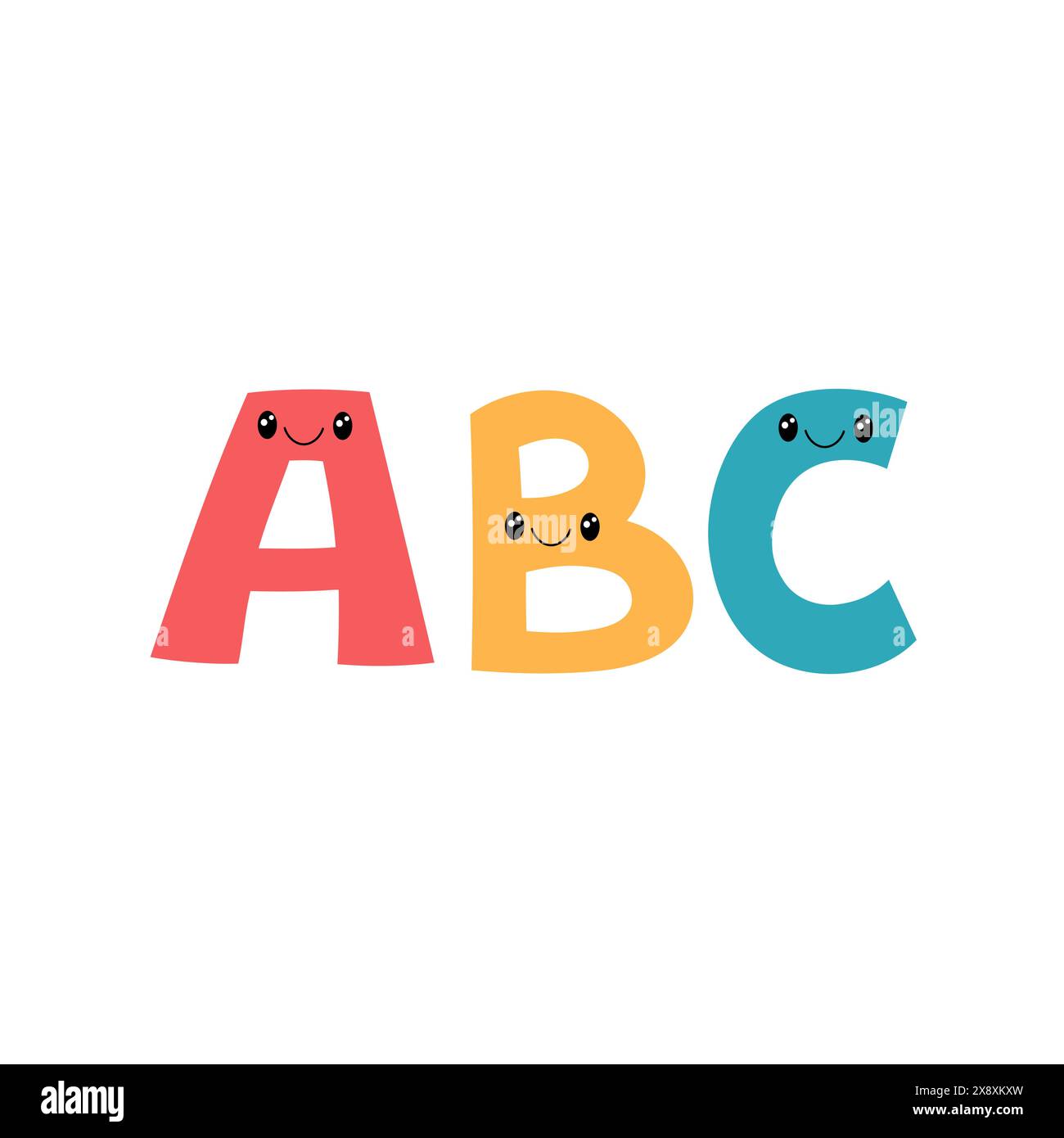 ABC letters cute characters. Learning reading symbols vector ...