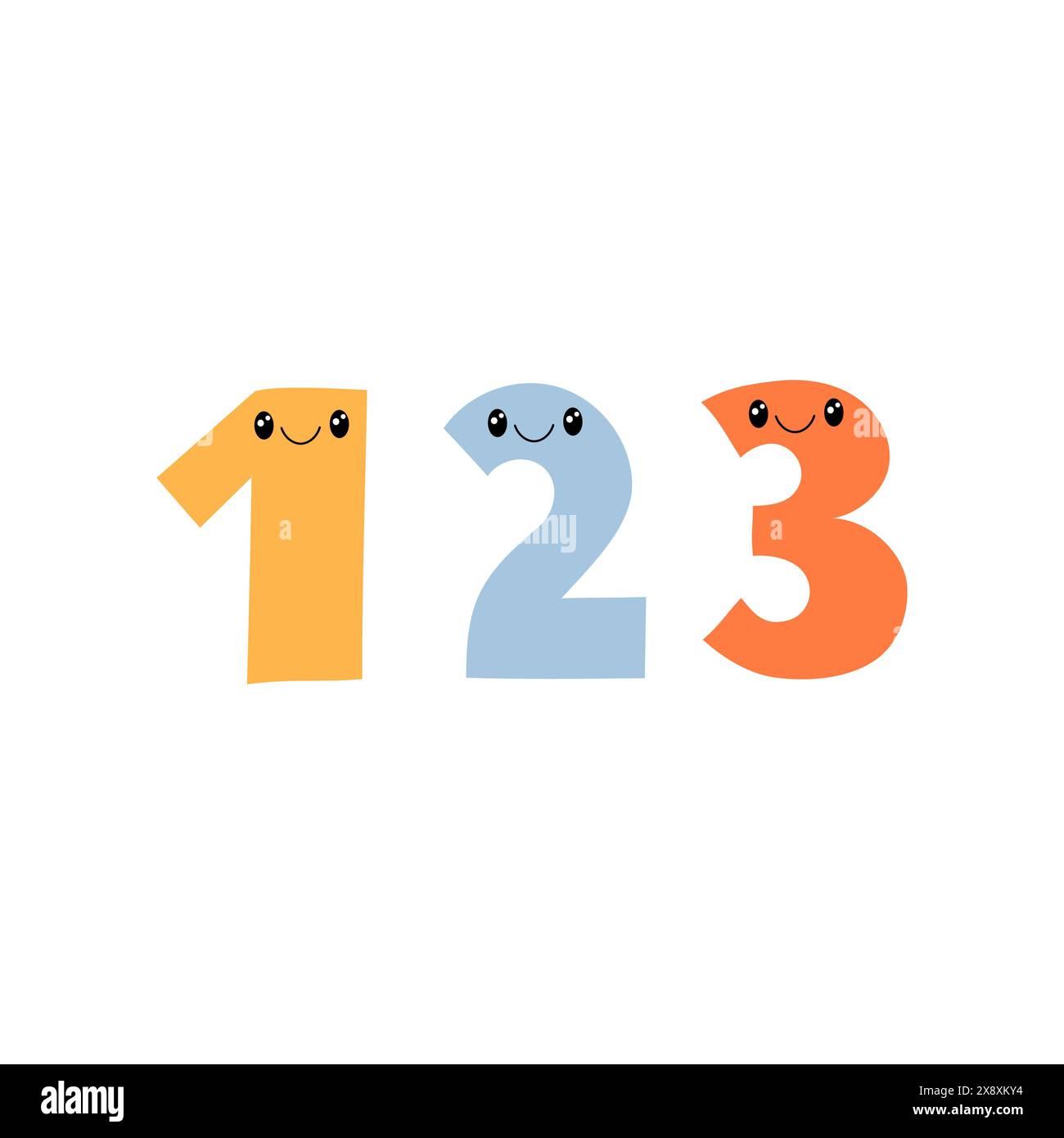 123 numbers characters. Cute math symbols vector illustration. School ...