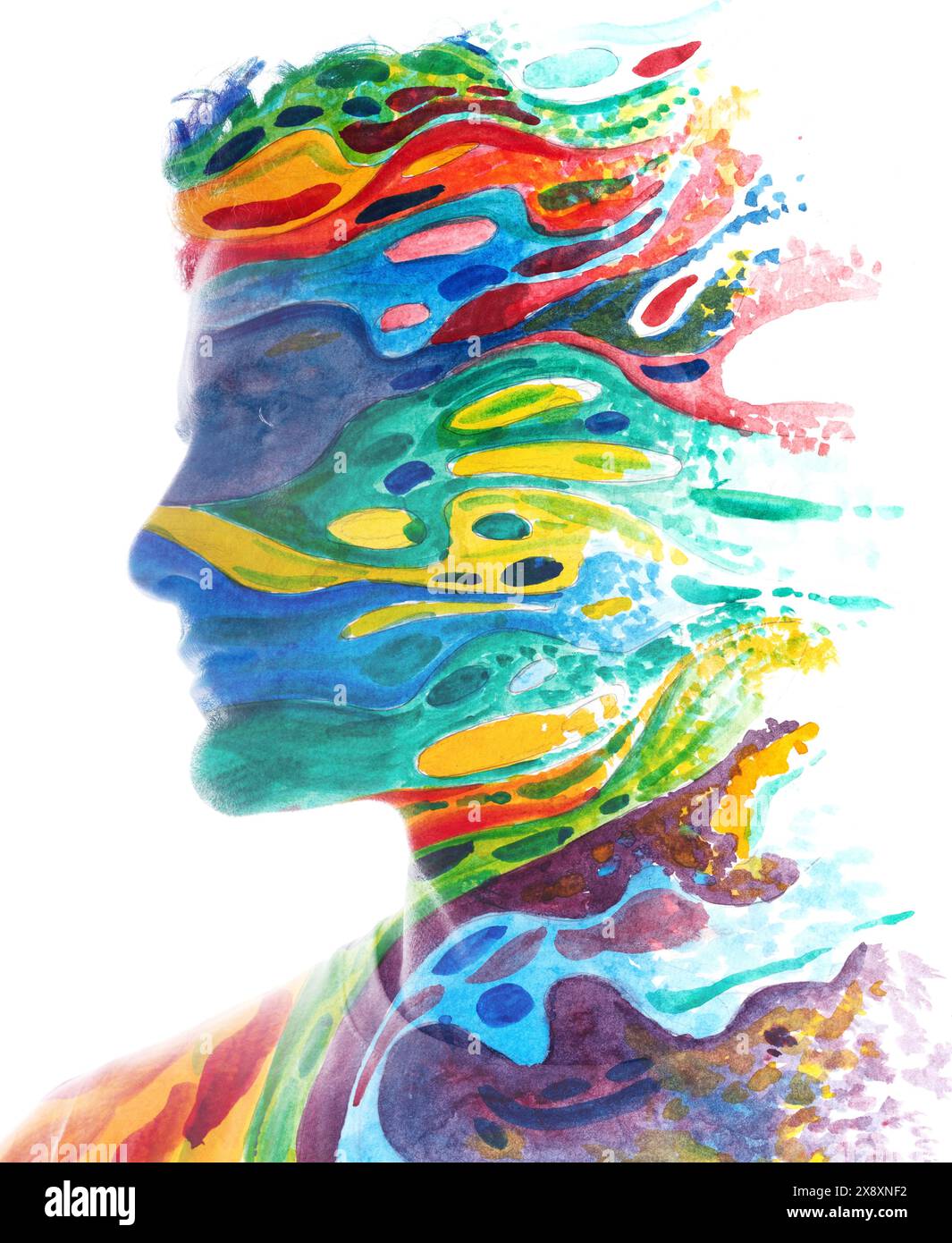 A surreal colorful profile paintography portrait of a man Stock Photo ...