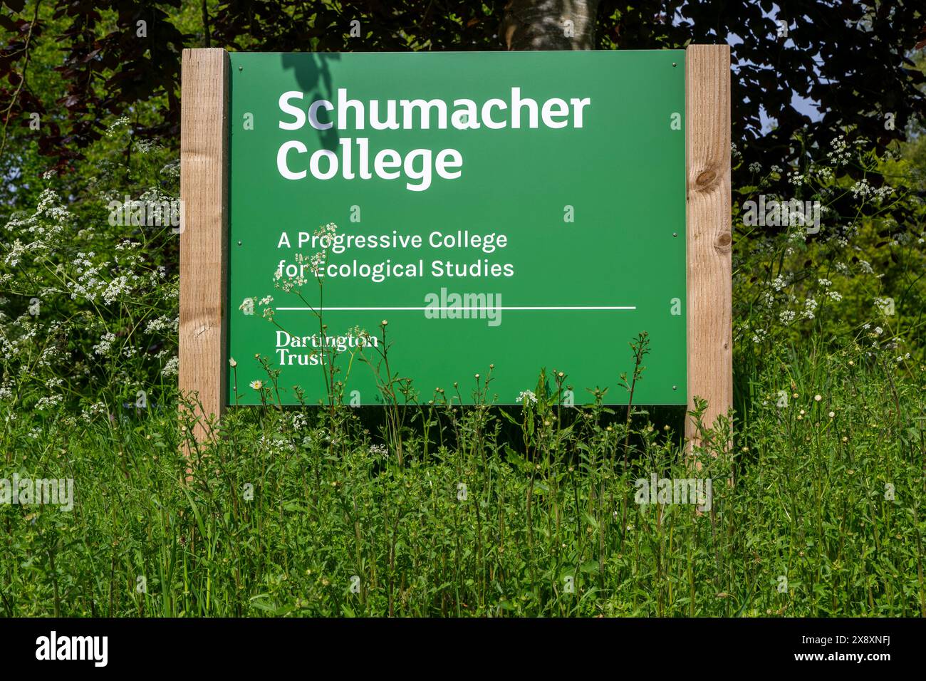 Sign for Schumacher College, Dartington Hall estate, south Devon ...