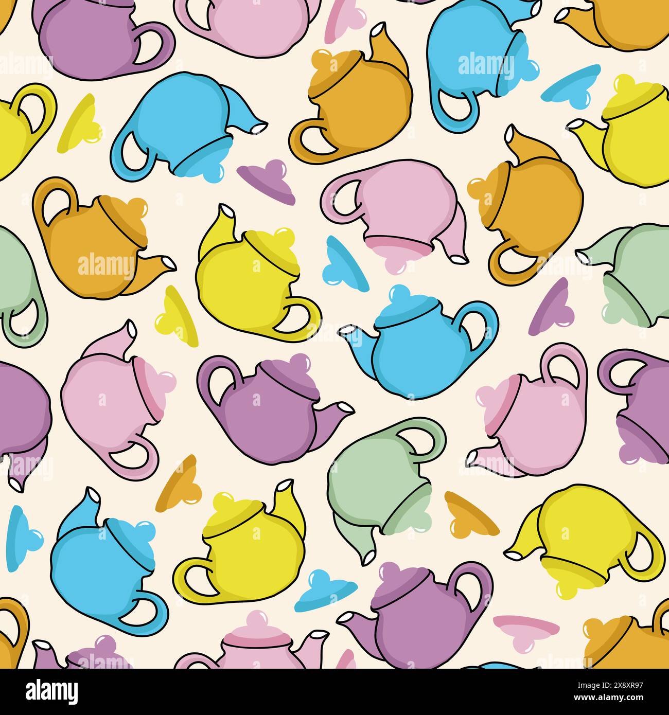 Colorful tea pots seamless pattern Stock Vector Image & Art - Alamy