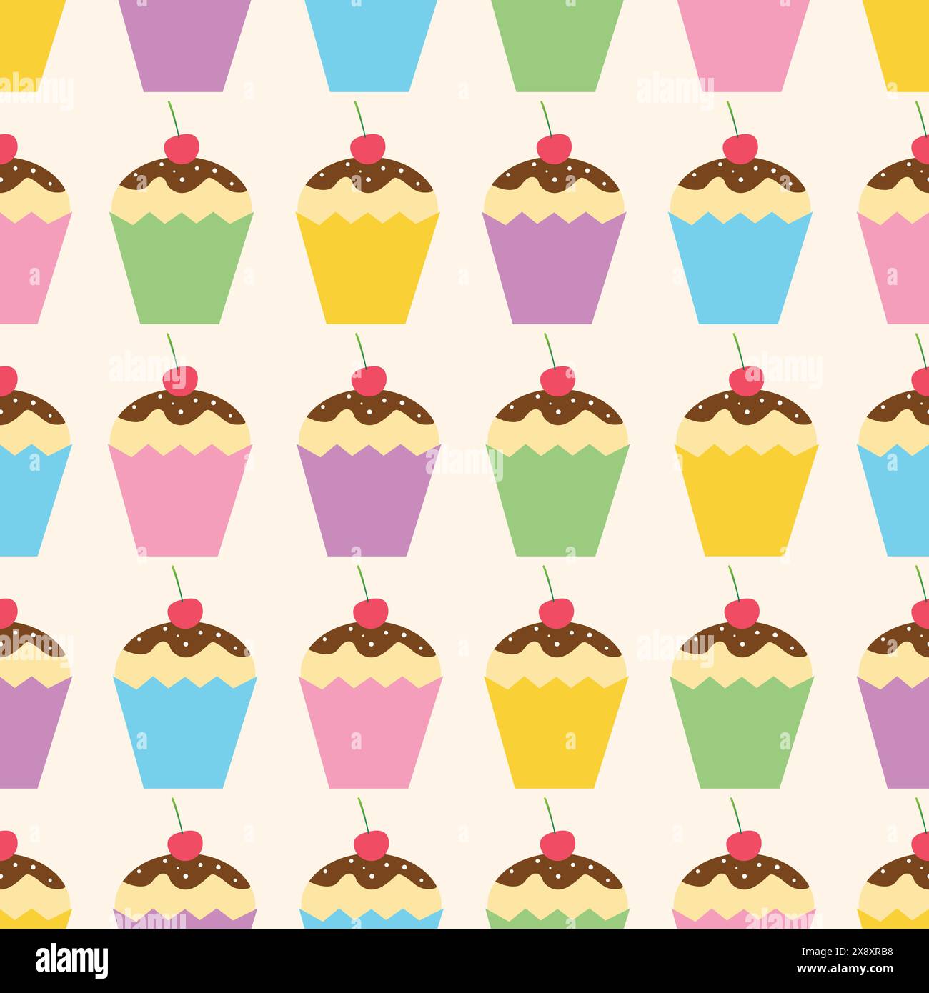 Cute colorful cupcakes seamless pattern illustration Stock Vector Image & Art - Alamy