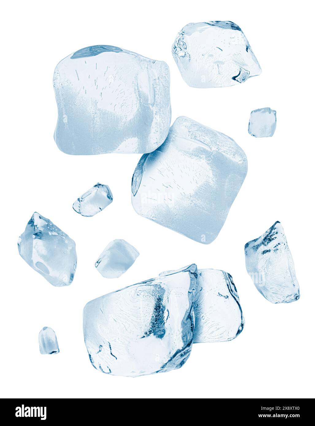 Crushed ice in air on white background Stock Photo - Alamy