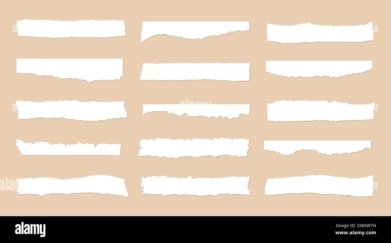 Jagged torn paper set. Black shape ripper and strip. Texture grunge ...