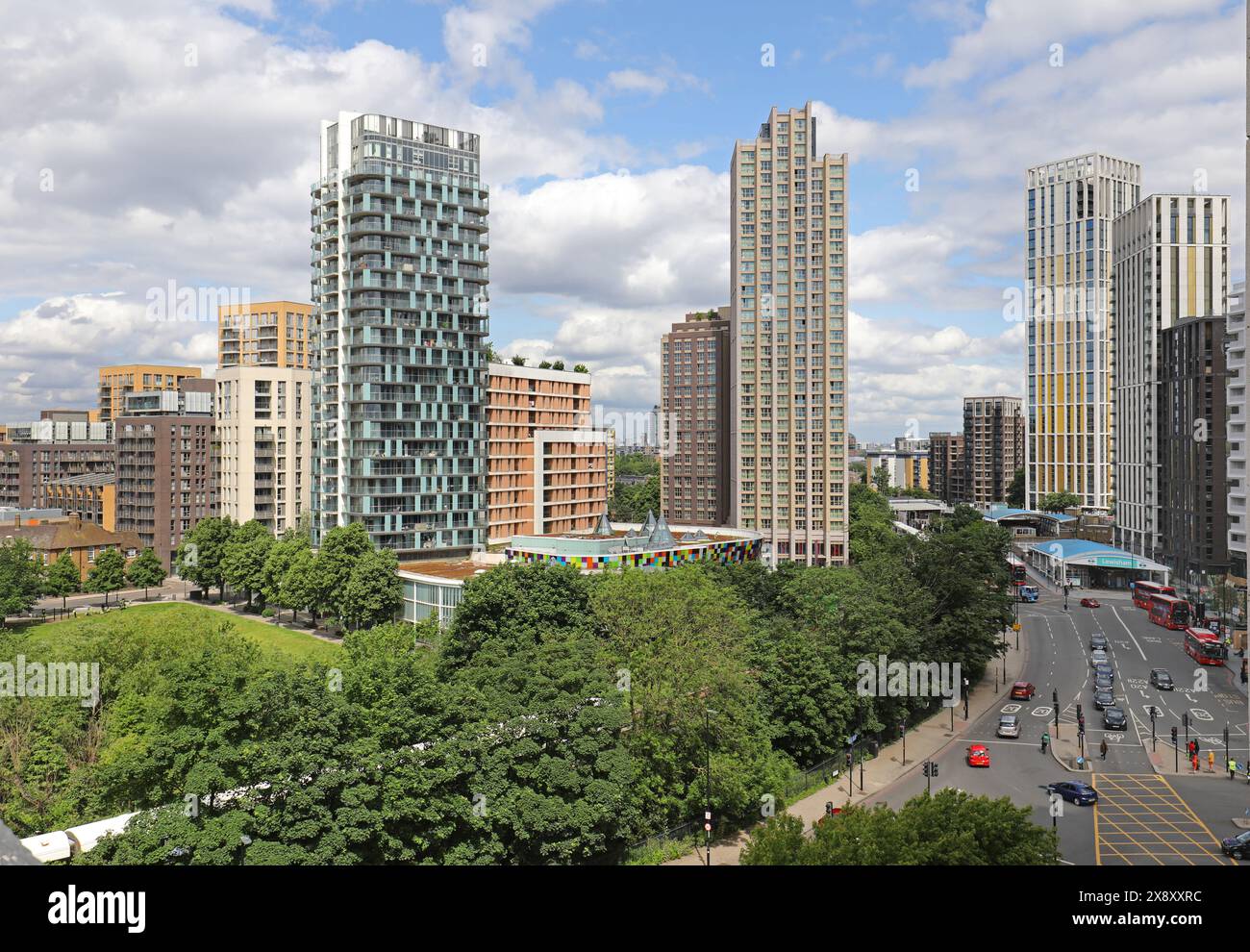 High level view of Lewisham town centre, London, UK, Summer 2024 ...