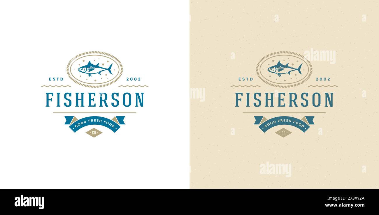 Seafood logo or sign vector illustration fish market and restaurant ...