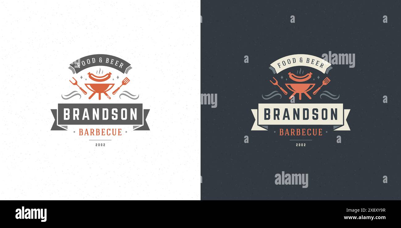 Barbecue logo vector illustration steak house or bbq restaurant menu ...