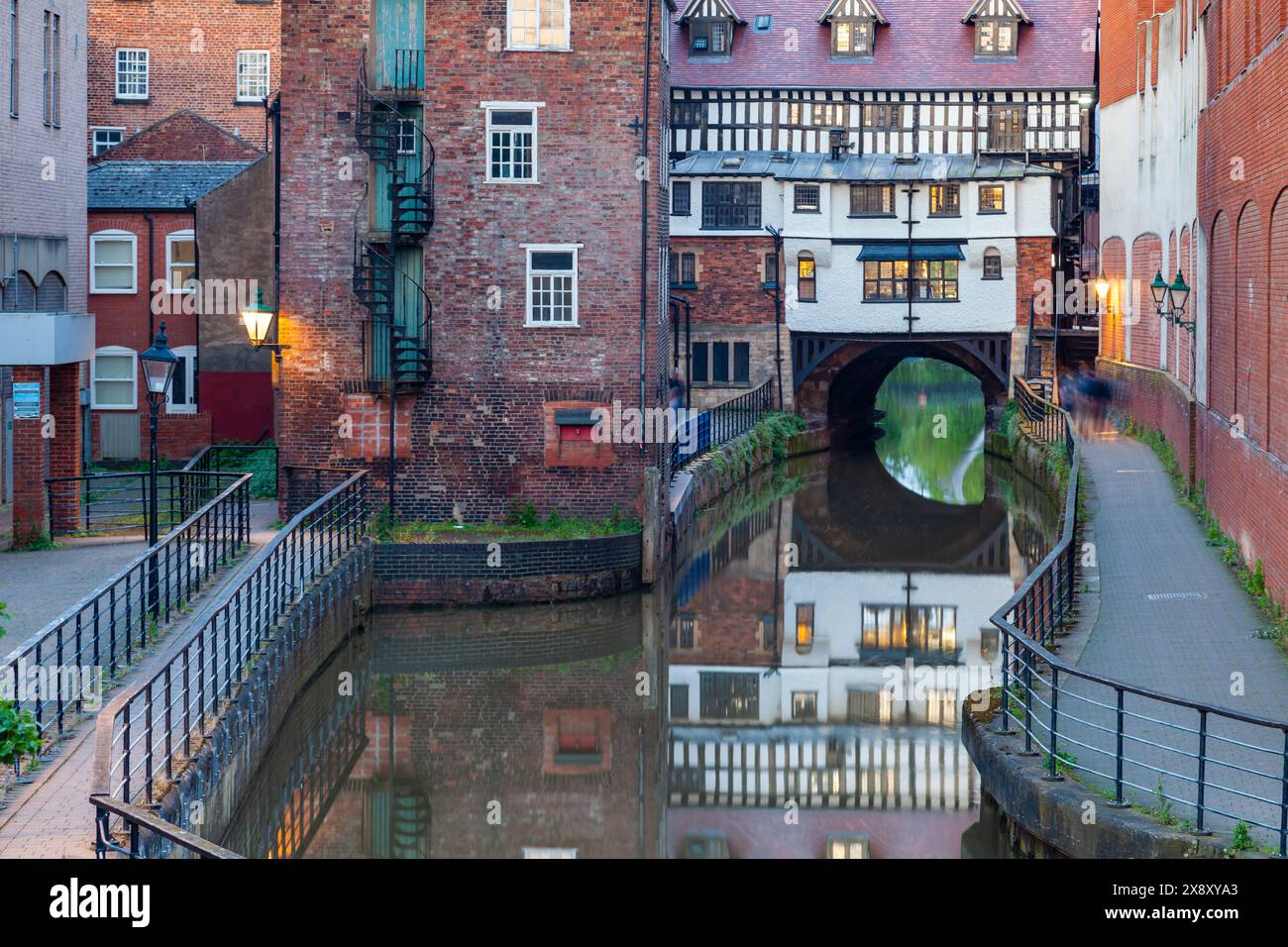 Evening at High Bridge over river Witham in Lincoln, England Stock ...